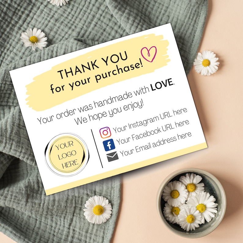 Thank You for Your Purchase Card Template | Customized Thank You Card ...