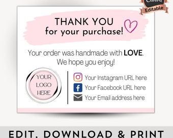 Thank You for Your Purchase Business Printable Printable Thank You Card ...