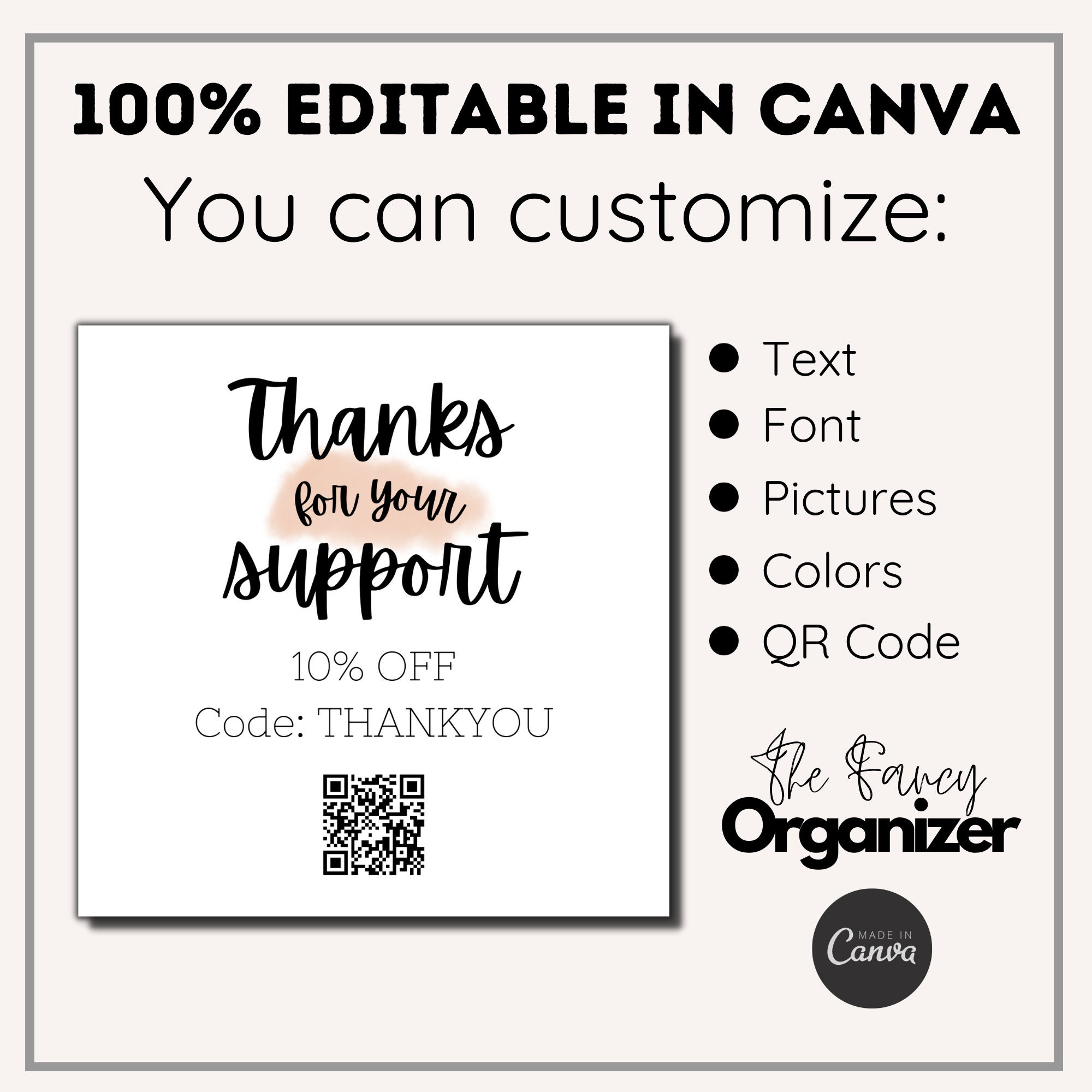 Thank You Card With QR Code Template | Editable QR Code | Thank You ...