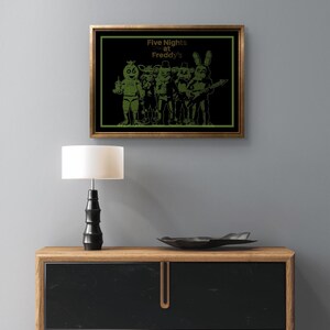 FNAF Five Nights at Freddy's Greene Bronze Metallic Foile Print A4 No ...
