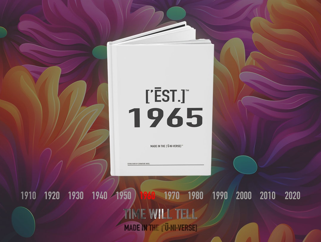 Personalized Notebook 1965, Custom Mid-sixties Journal, Est. 1965 ...