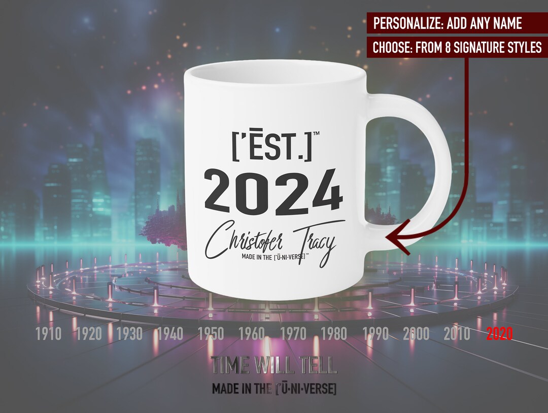 2024 Personalized Visionary Year Mug, Custom Modern Coffee Cup, Est ...