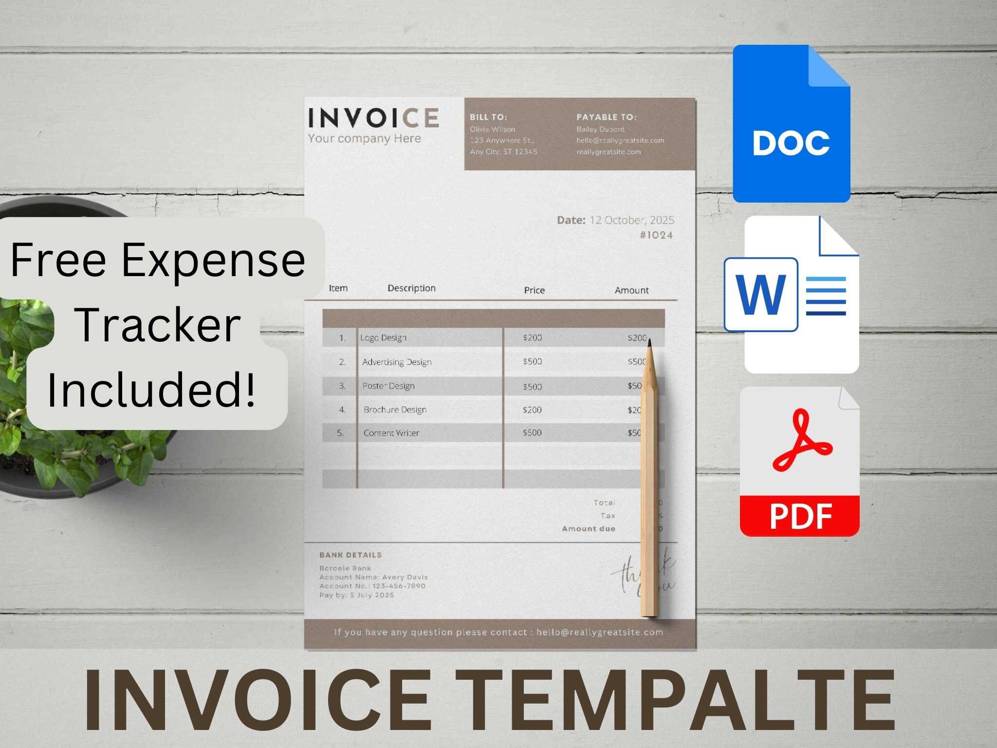 Modern Template Editable Invoice. Invoice Template. Pdf-google Docs ...