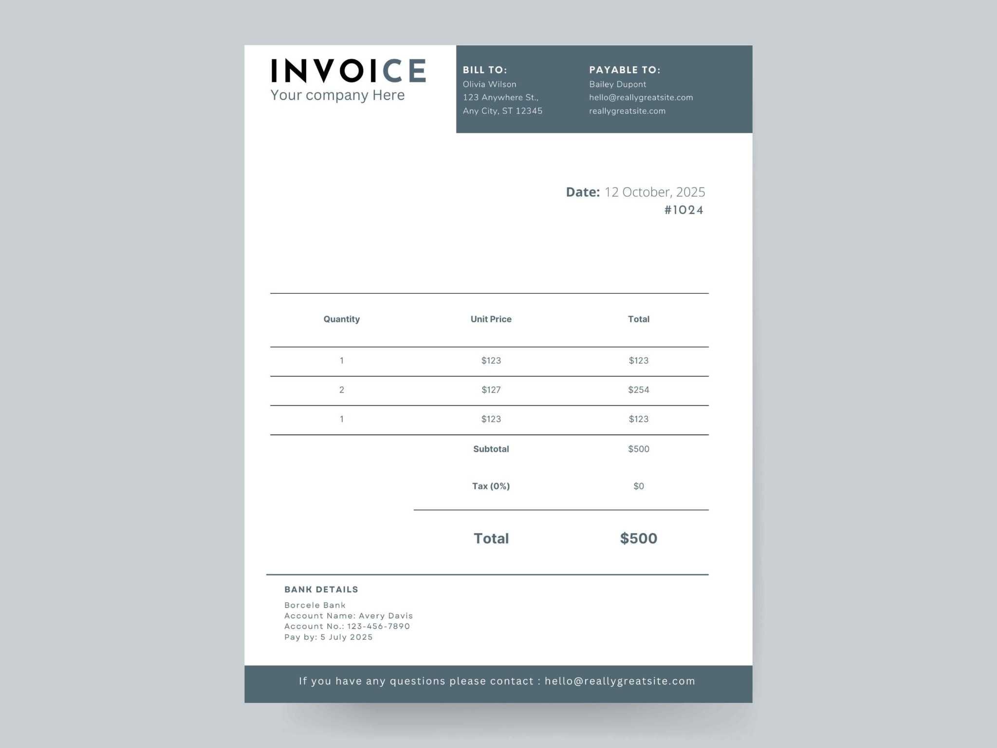 Pdf-google Docs-word. Invoice Template. Modern Template Editable ...