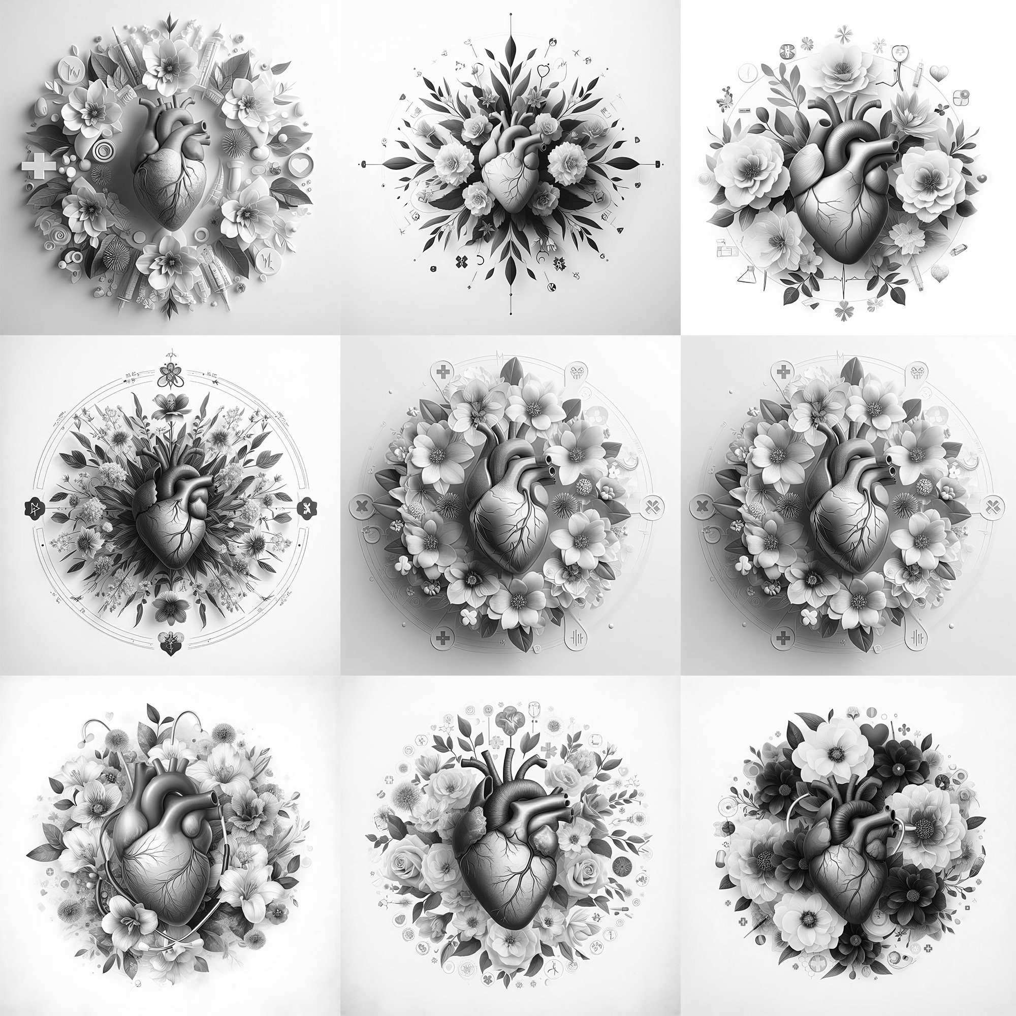 Medical Arts Heart PNG Laser Engraving Template, 3d Illusion, Laserburn ...