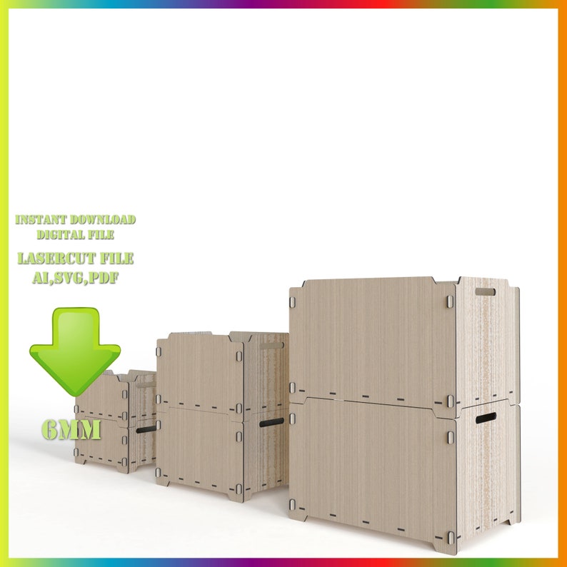 Wooden Stackable Storage Box SVG Bundle Files for Lasercut, Storage Box ...