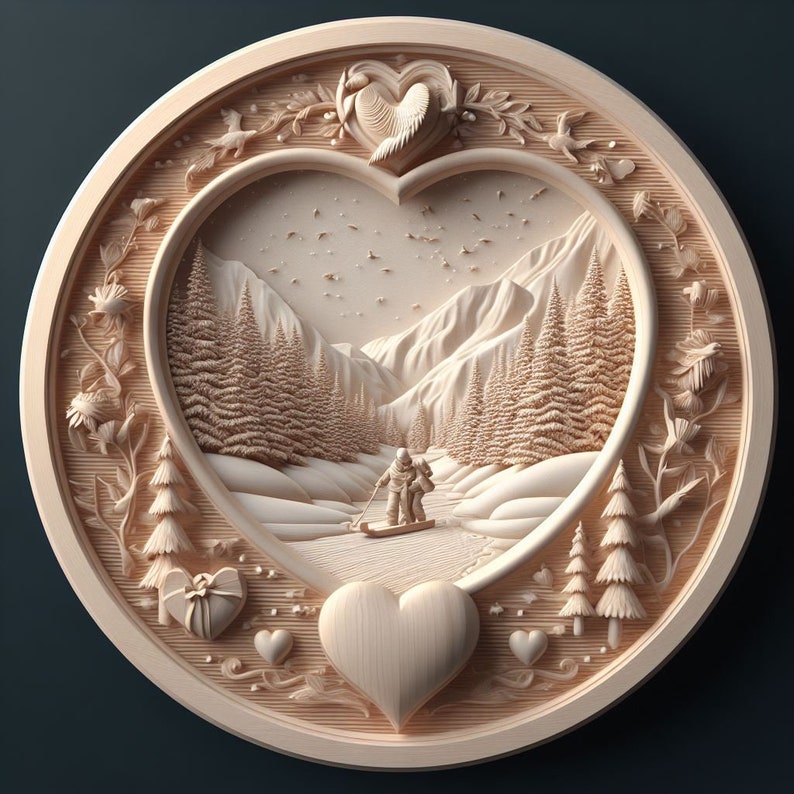 Love And Winter Bundle Png Laser Engraving Templates 3d Illusion Laserburn Art Laser