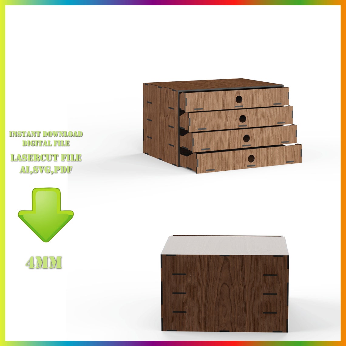Box With Drawer SVG, Drawer Box Laser Cut File, Laser Cut SVG ...
