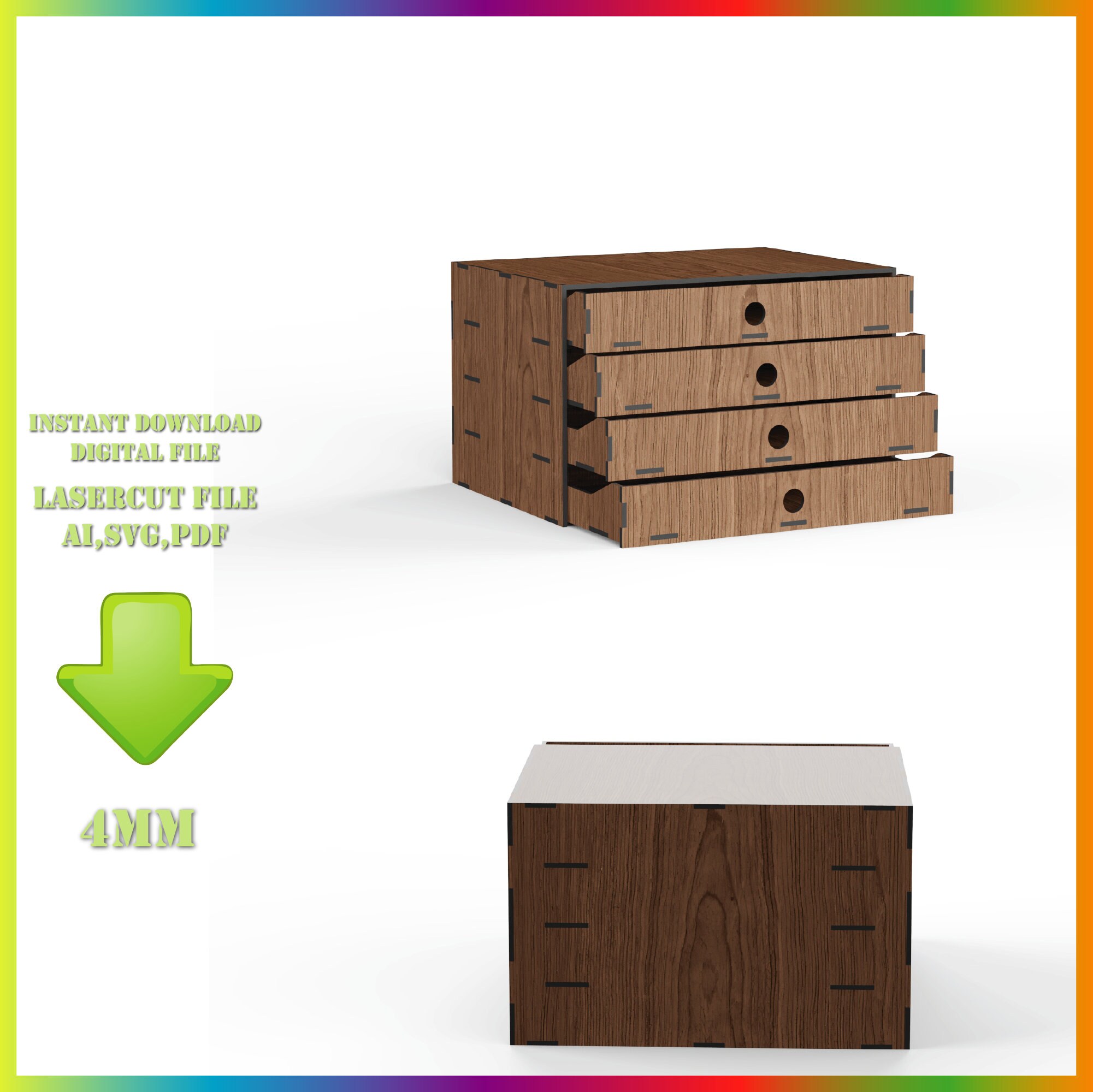 Box With Drawer SVG, Drawer Box Laser Cut File, Laser Cut SVG ...