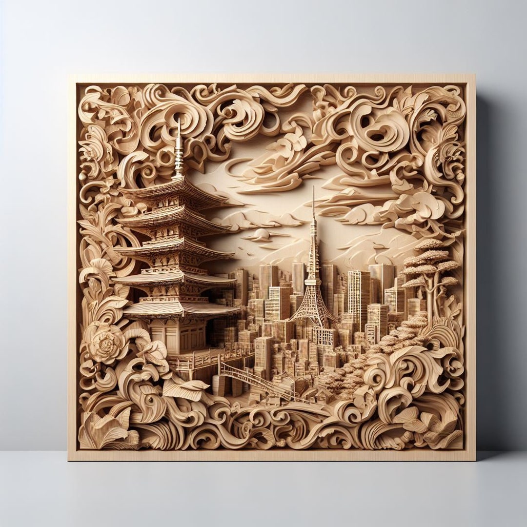 Japan City Views PNG Laser Engraving Templates, 3d Illusion, Laserburn ...