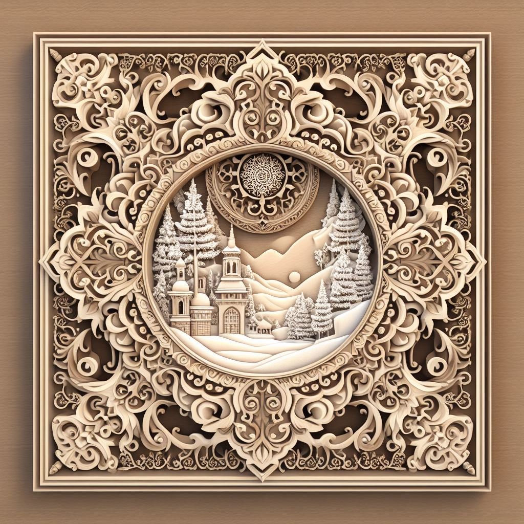 Winter View PNG Engraving Templates, 3d Illusion, Laserburn Art, Laser ...