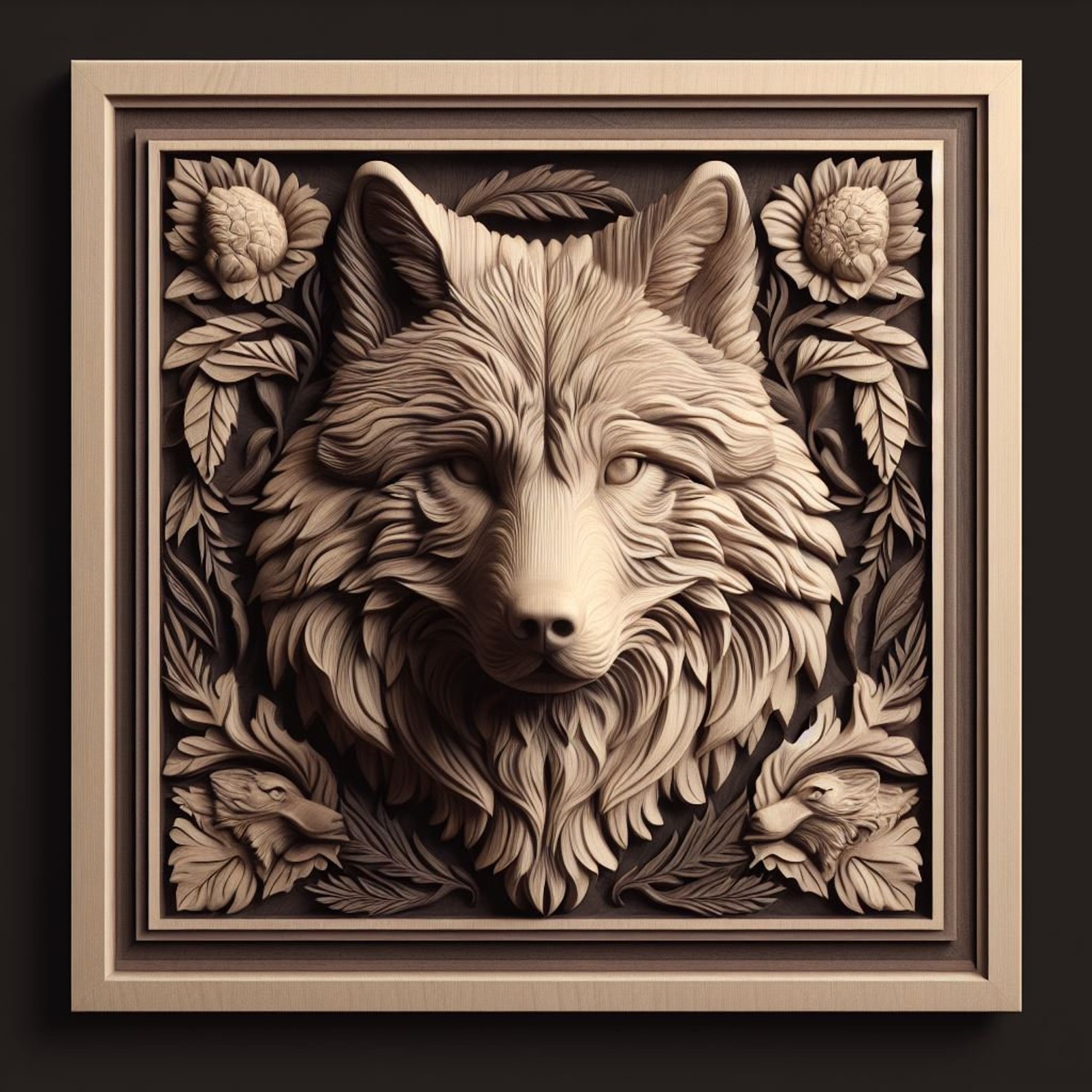 15 Packs Wolves Wood Carved PNG Laser Engraving Templates, 3d Illusion ...