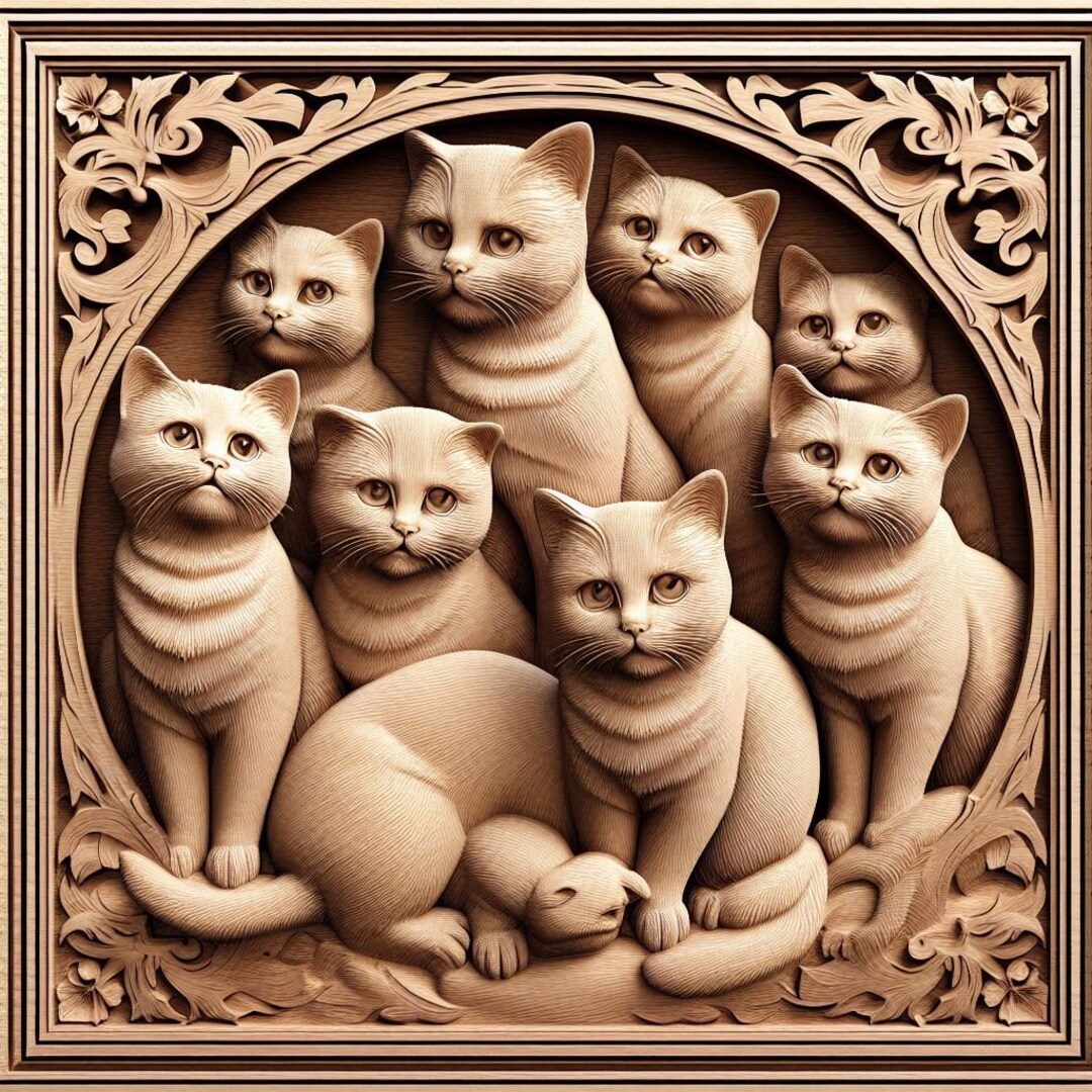 9 Packs Cats PNG Laser Engraving Templates, 3d Illusion, Laserburn Art ...