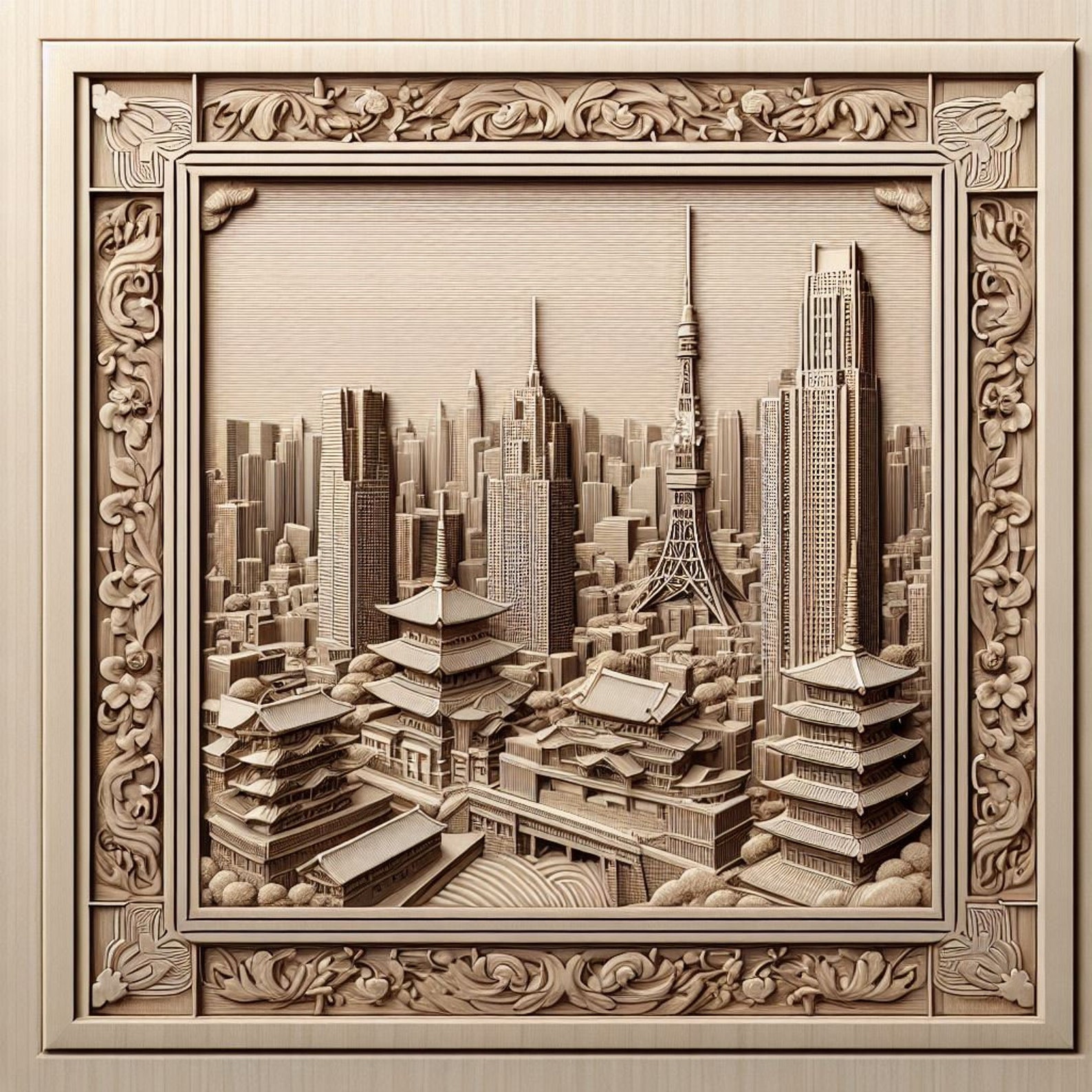Japan City Views PNG Laser Engraving Templates, 3d Illusion, Laserburn ...