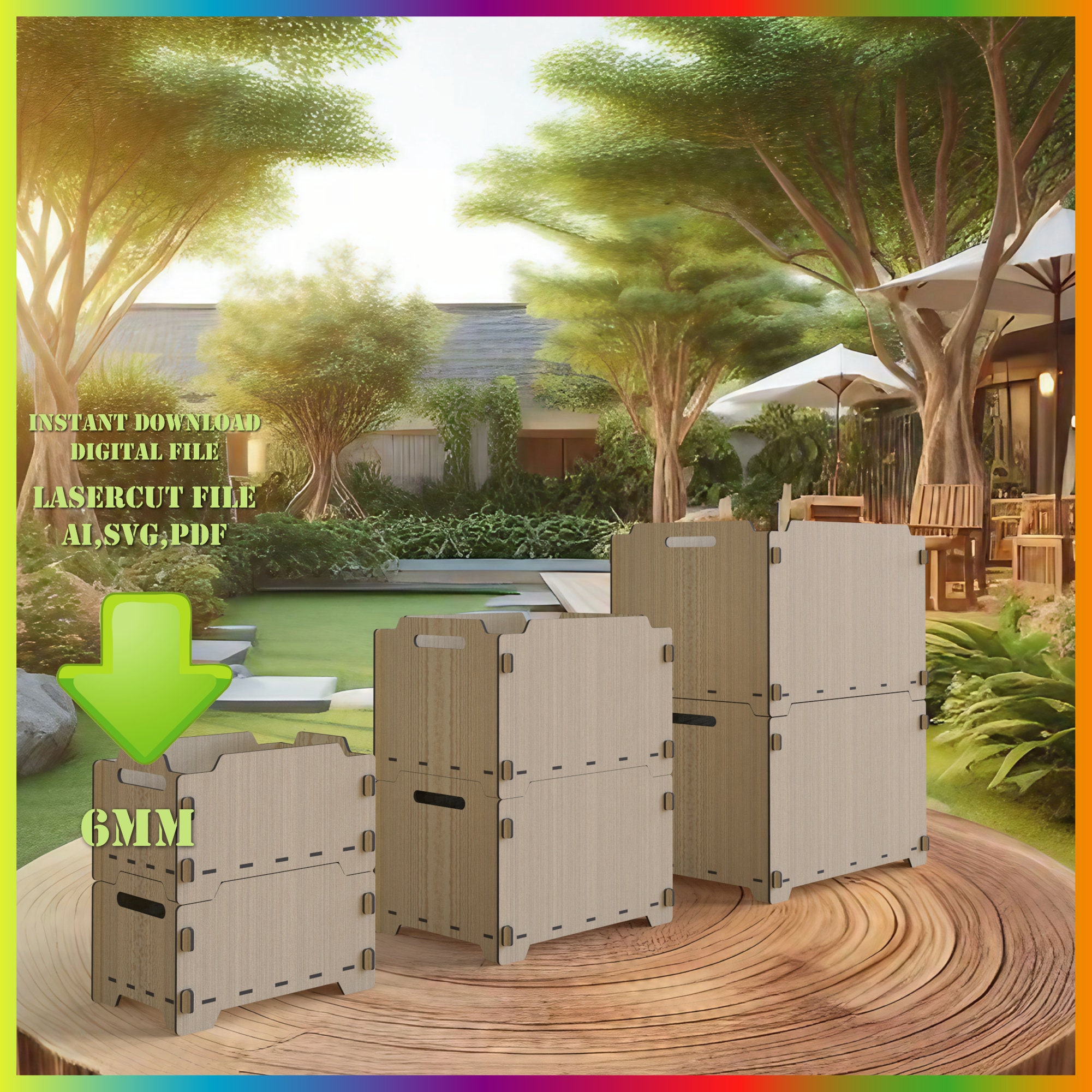 Wooden Stackable Storage Box SVG Bundle Files for Lasercut, Storage Box ...