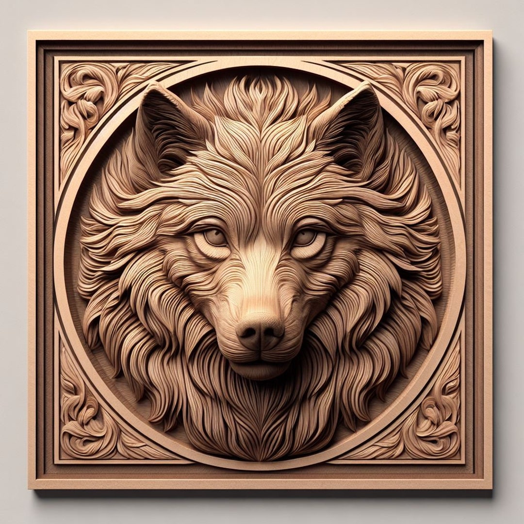 15 Packs Wolves Wood Carved PNG Laser Engraving Templates, 3d Illusion ...