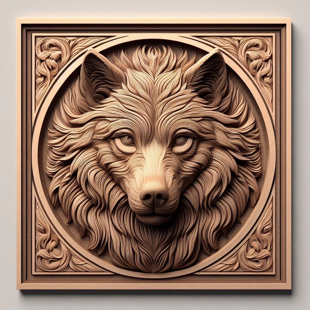 15 Packs Wolves Wood Carved PNG Laser Engraving Templates, 3d Illusion ...