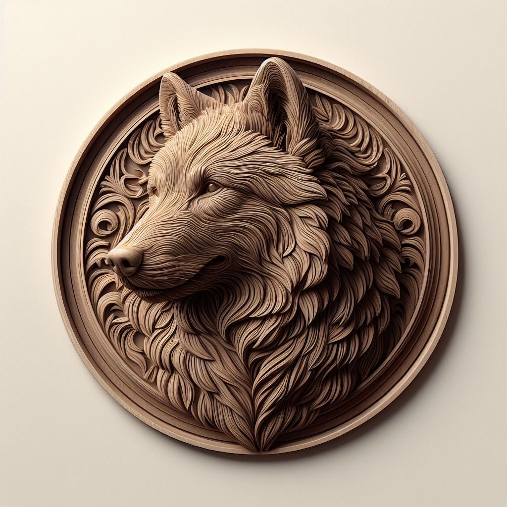 15 Packs Wolves Wood Carved PNG Laser Engraving Templates, 3d Illusion ...