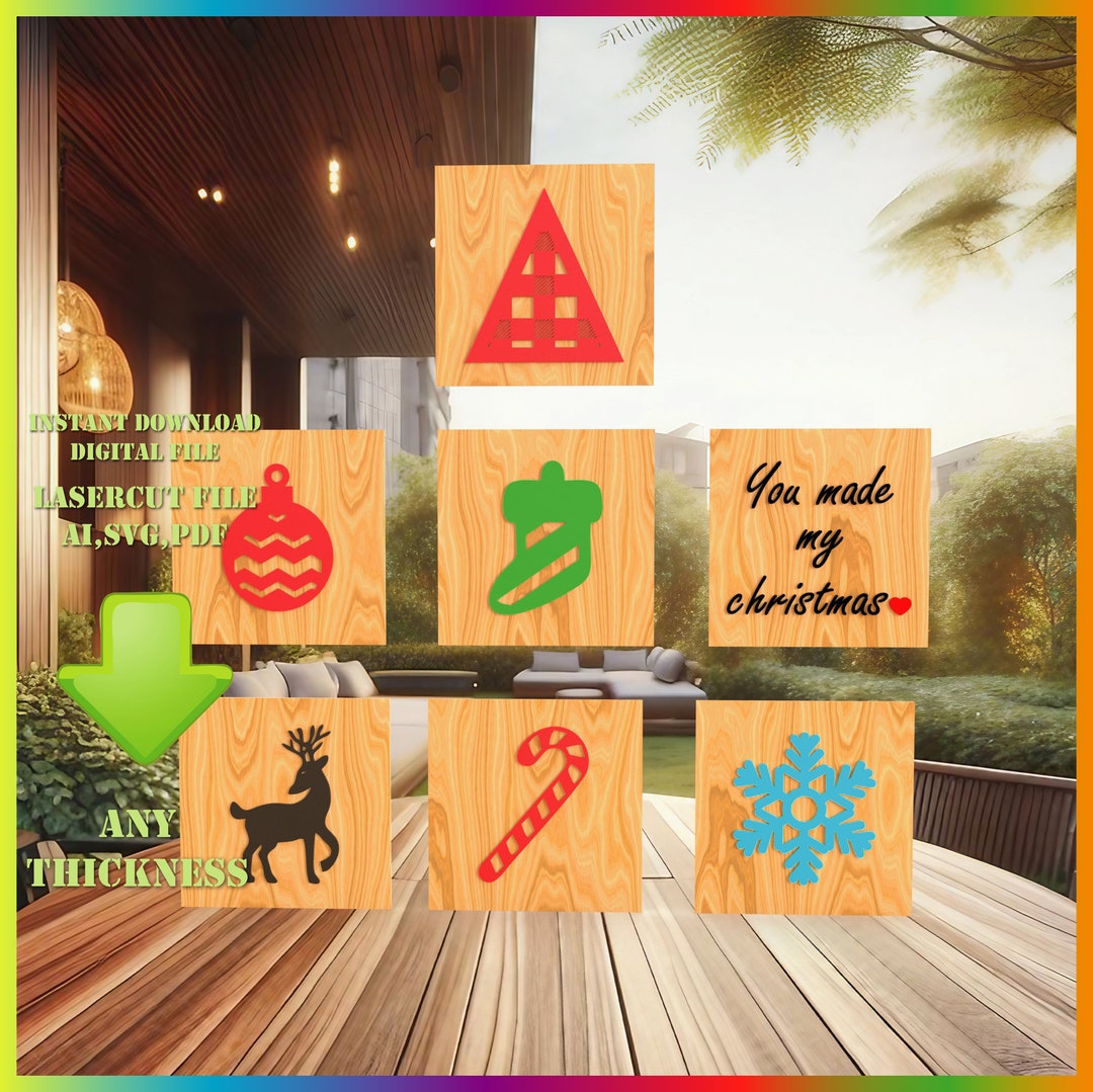 Happy Christmas Signs SVG File, Laser Cut Decoration , Laser Cut Files ...
