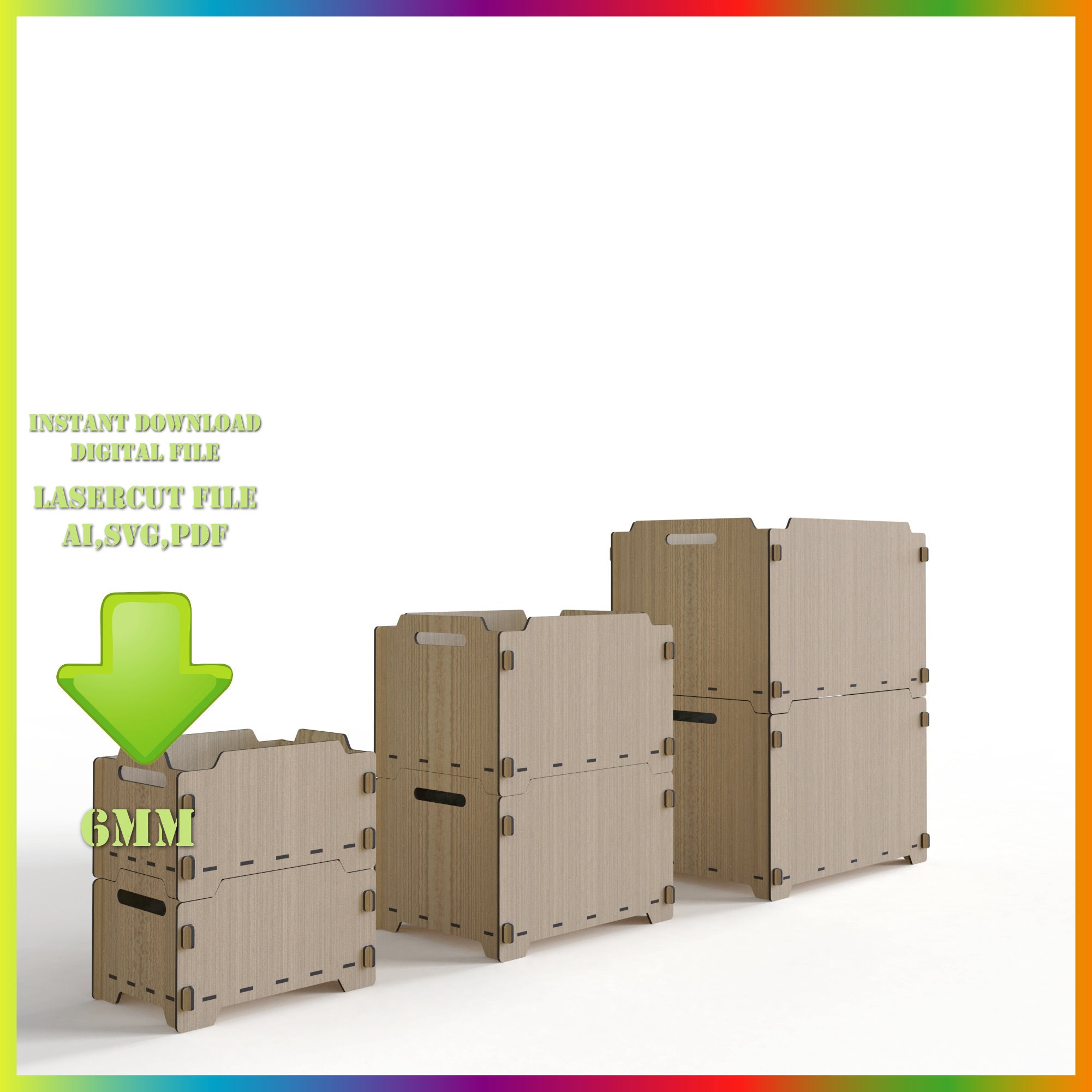 Wooden Stackable Storage Box SVG Bundle Files for Lasercut, Storage Box ...