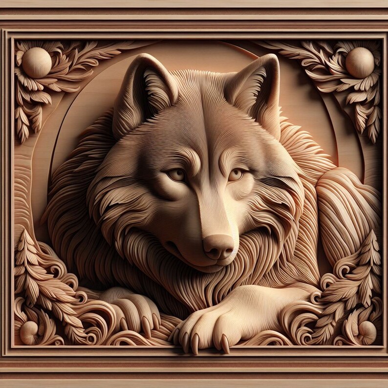 15 Packs Wolves Wood Carved PNG Laser Engraving Templates, 3d Illusion ...