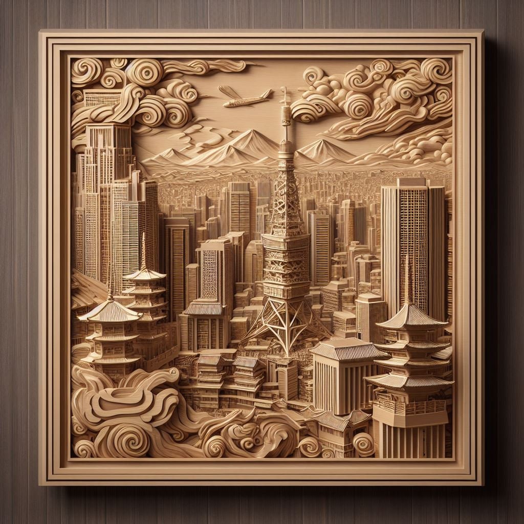 Japan City Views PNG Laser Engraving Templates, 3d Illusion, Laserburn ...
