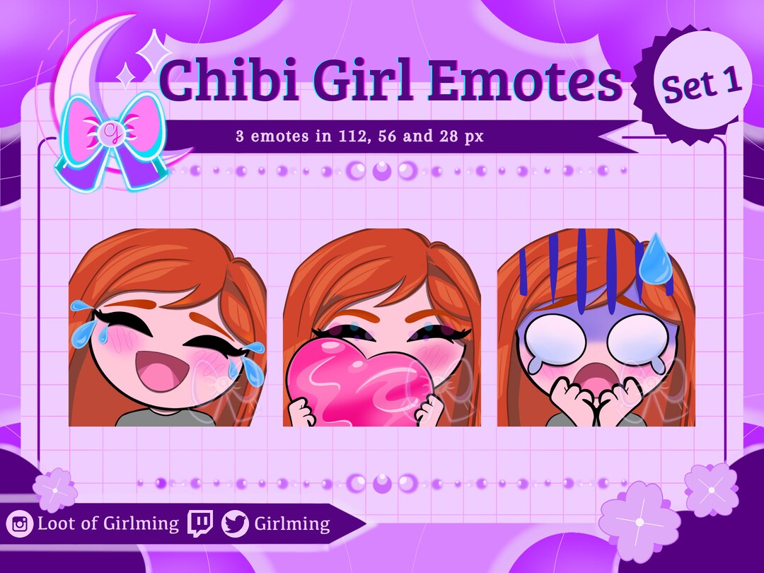 Ginger Hair Chibi Girl Emote Set set 1 for Twitch/discord - Etsy