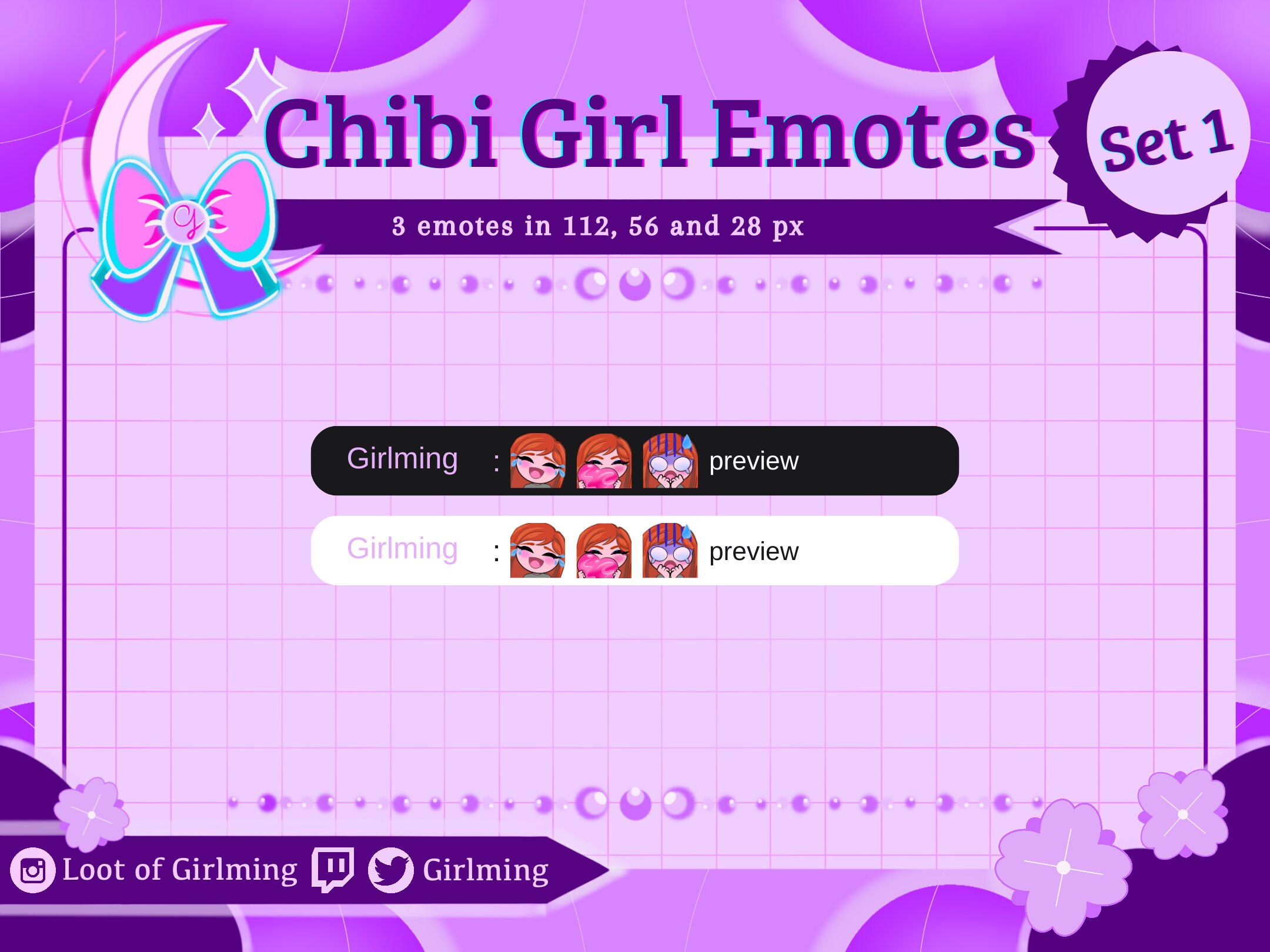 Ginger Hair Chibi Girl Emote Set set 1 for Twitch/discord - Etsy