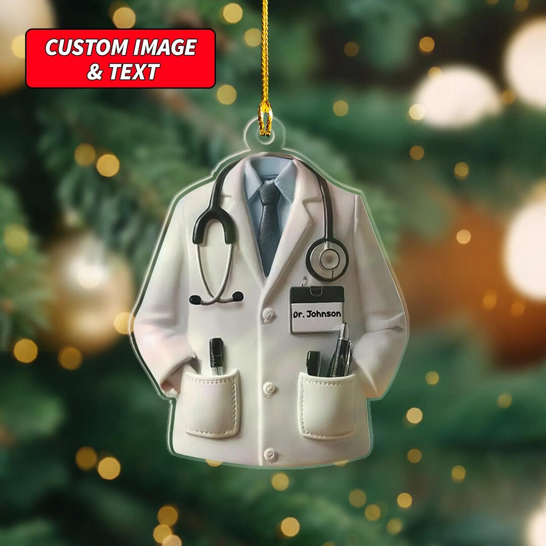 Personalized Doctor Blouse Christmas Ornament, Custom Image and Text ...