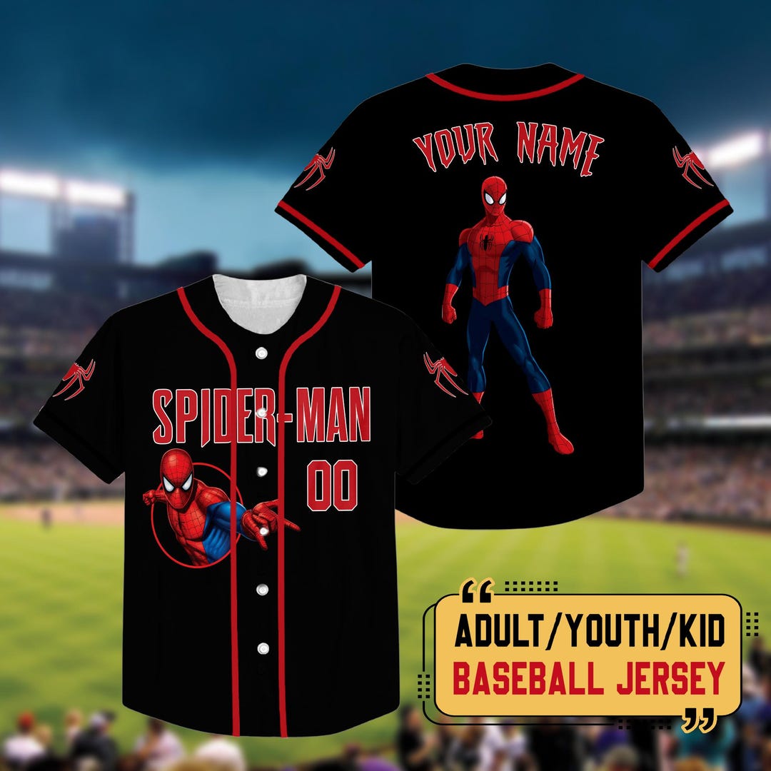 Custom Disney Amazing Spider Man Baseball Jersey, Custom Kids Youth ...