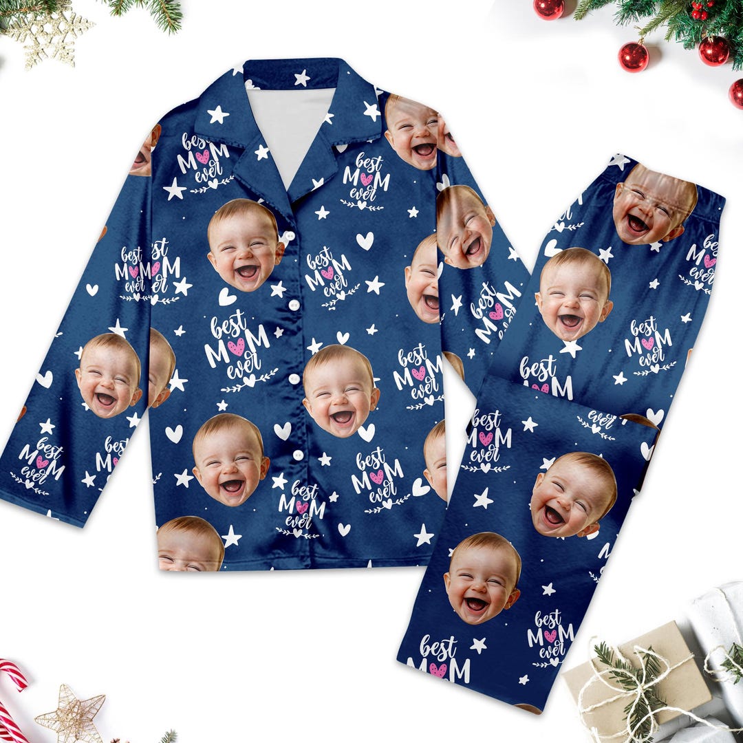 Custom Face Pajamas, Mother's Day Gift for Mom Pajamas, Mom Birthday ...