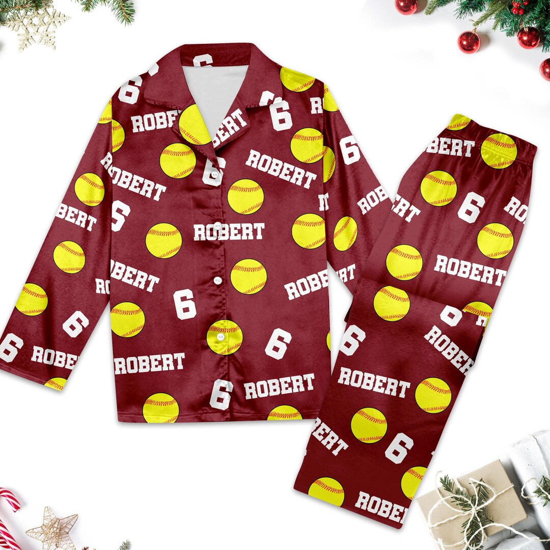 Personalized Softball Pajamas With Name, Custom Sport Pajamas for ...