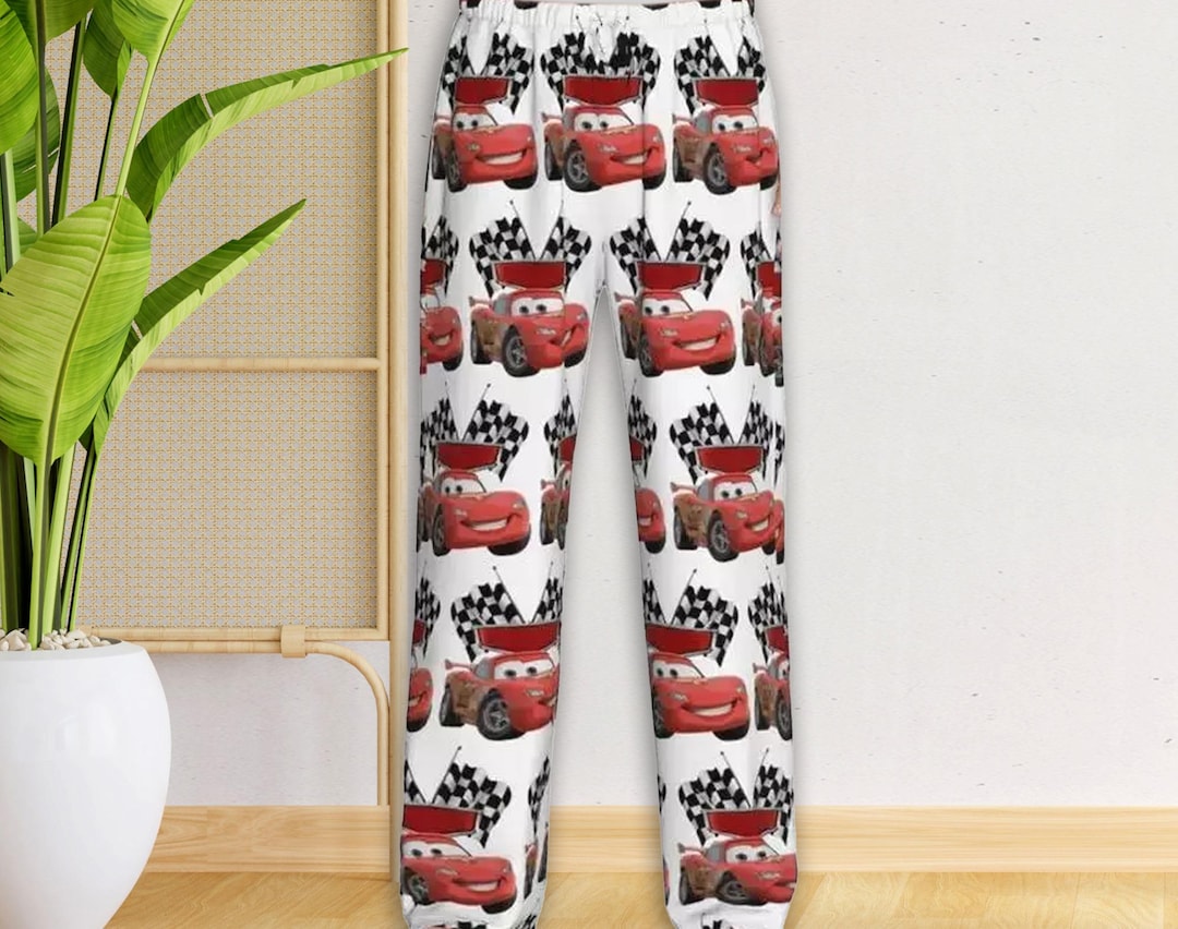 Lightning Mcqueen Cartoon Cars Red Pajama Pants, Cars Pajama Pants, Kids Mcqueen Pajama Pants ...