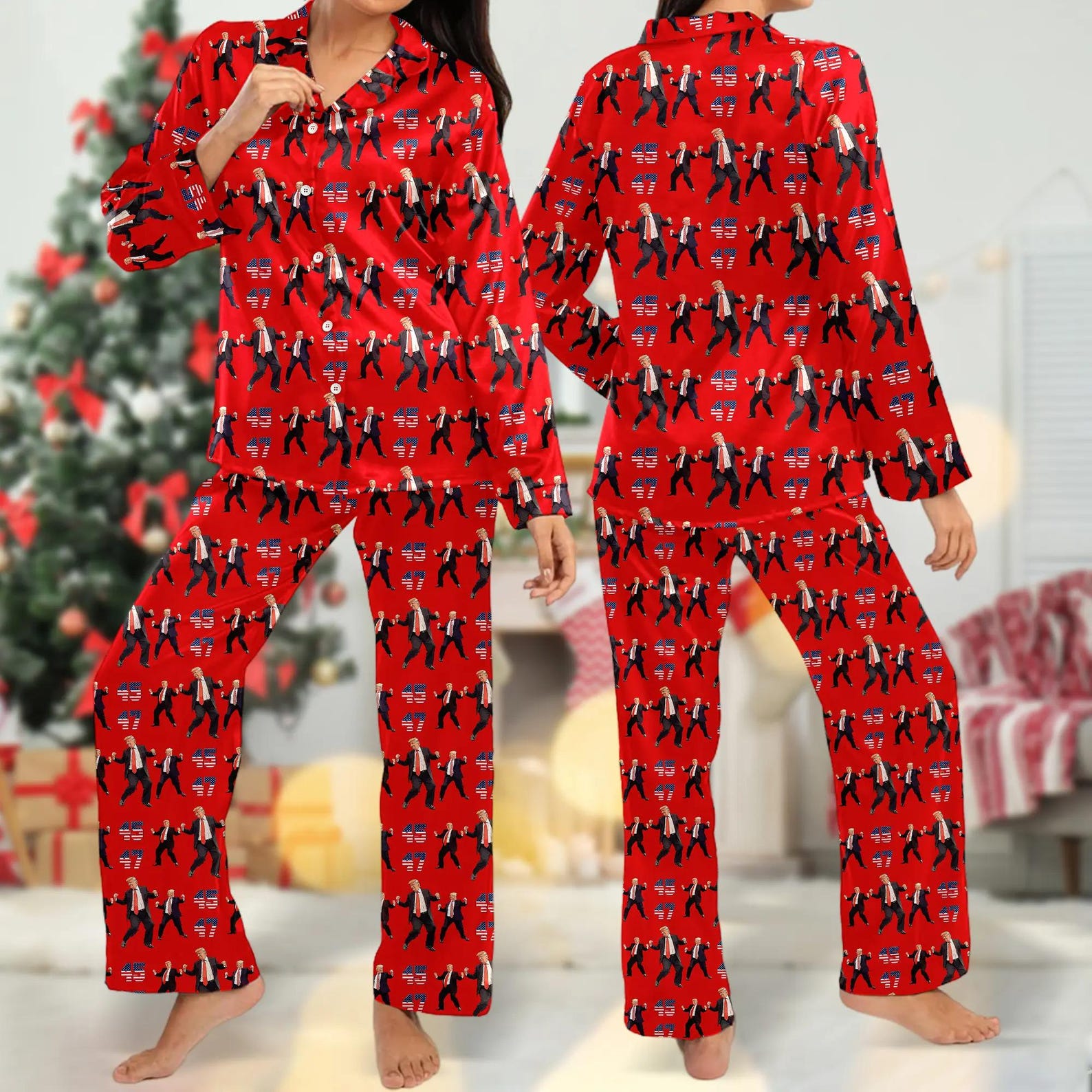 Trump Dancing Unisex Pajamas Set, Trump 45 47 President Sleepwear ...