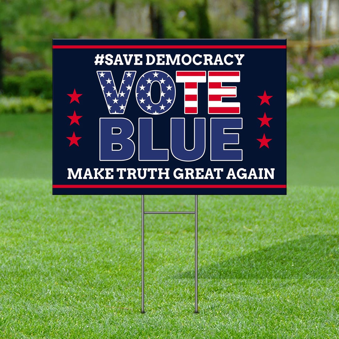 Save Democracy Yard Sign, Vote Democrat House Decor, Vote Election ...