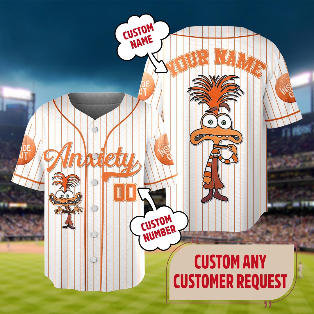 Personalized Disney Inside Out Anxiety Baseball Jersey, Custom Disney ...