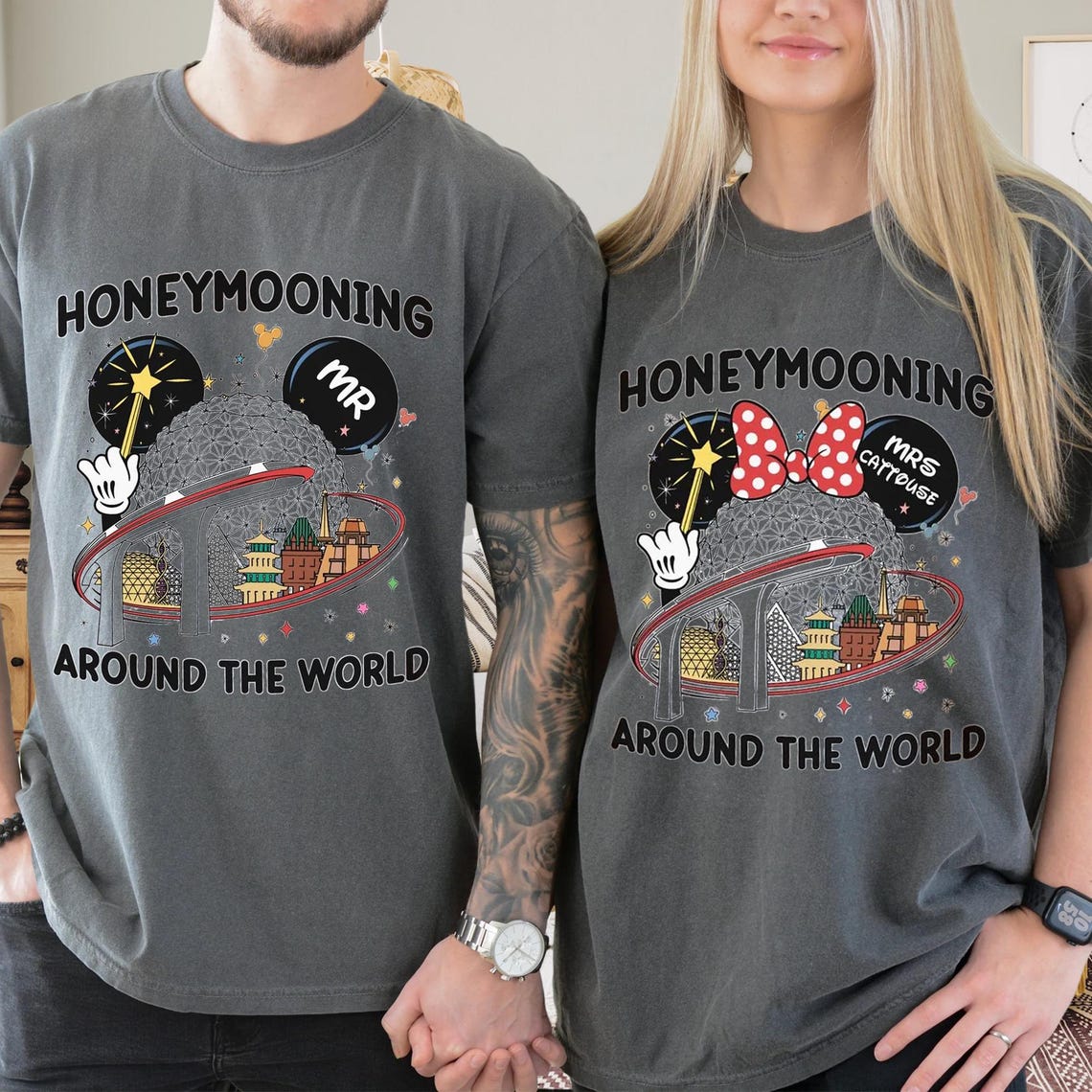 Custom Disneyland Epcot Comfort T-shirt, Honeymooning Around the World ...
