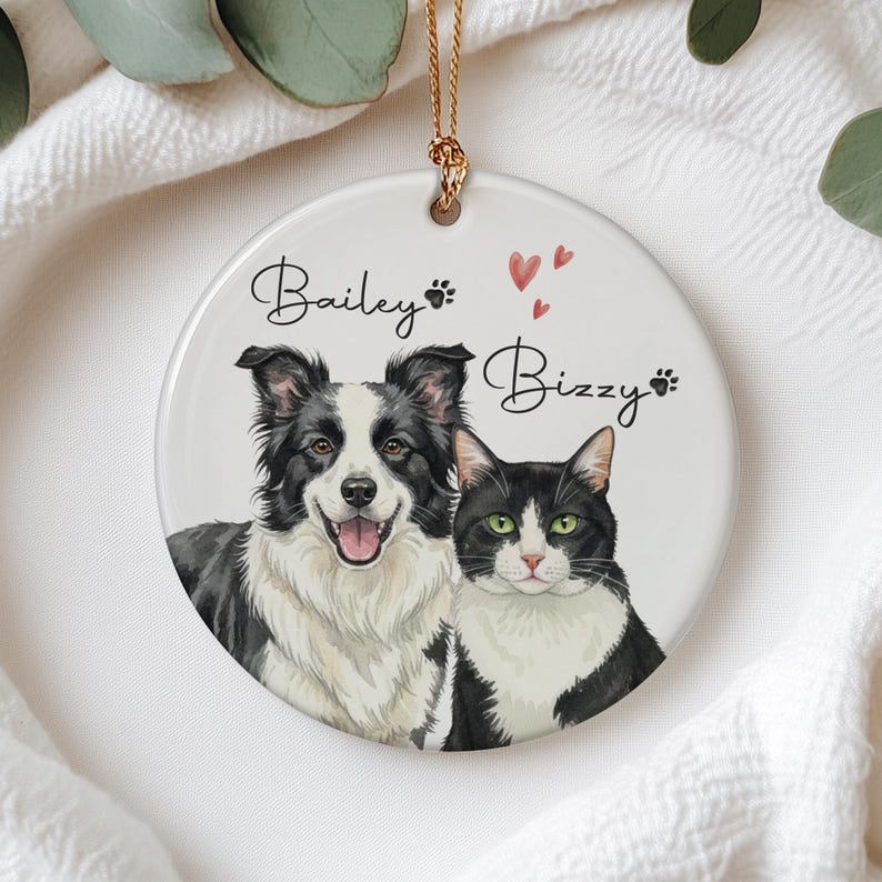 Custom Pet Watercolor Photo Christmas Ornament, Personalized Pet ...