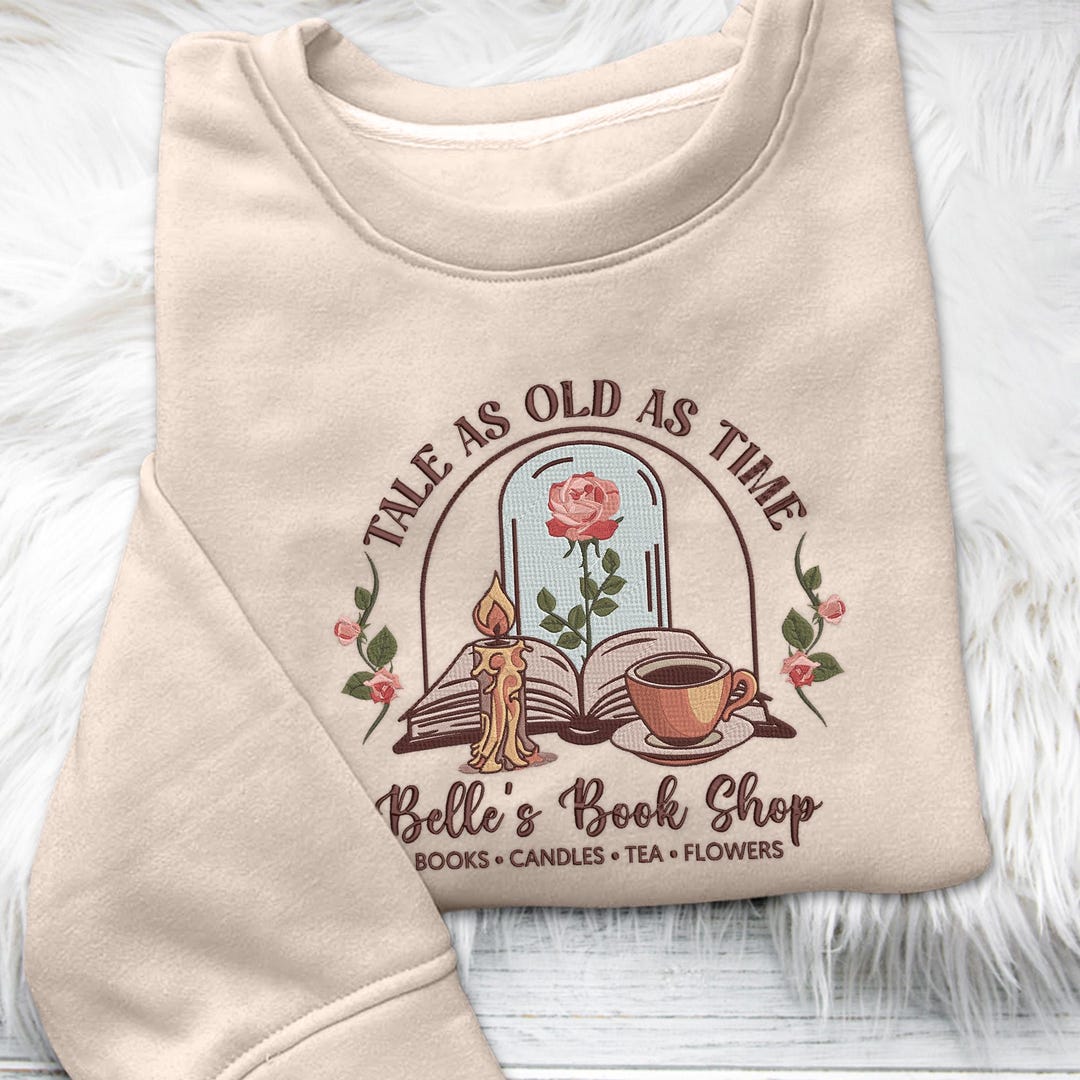Retro Disney Belle's Book Shop Embroidered Shirt, Belle Princess Book ...