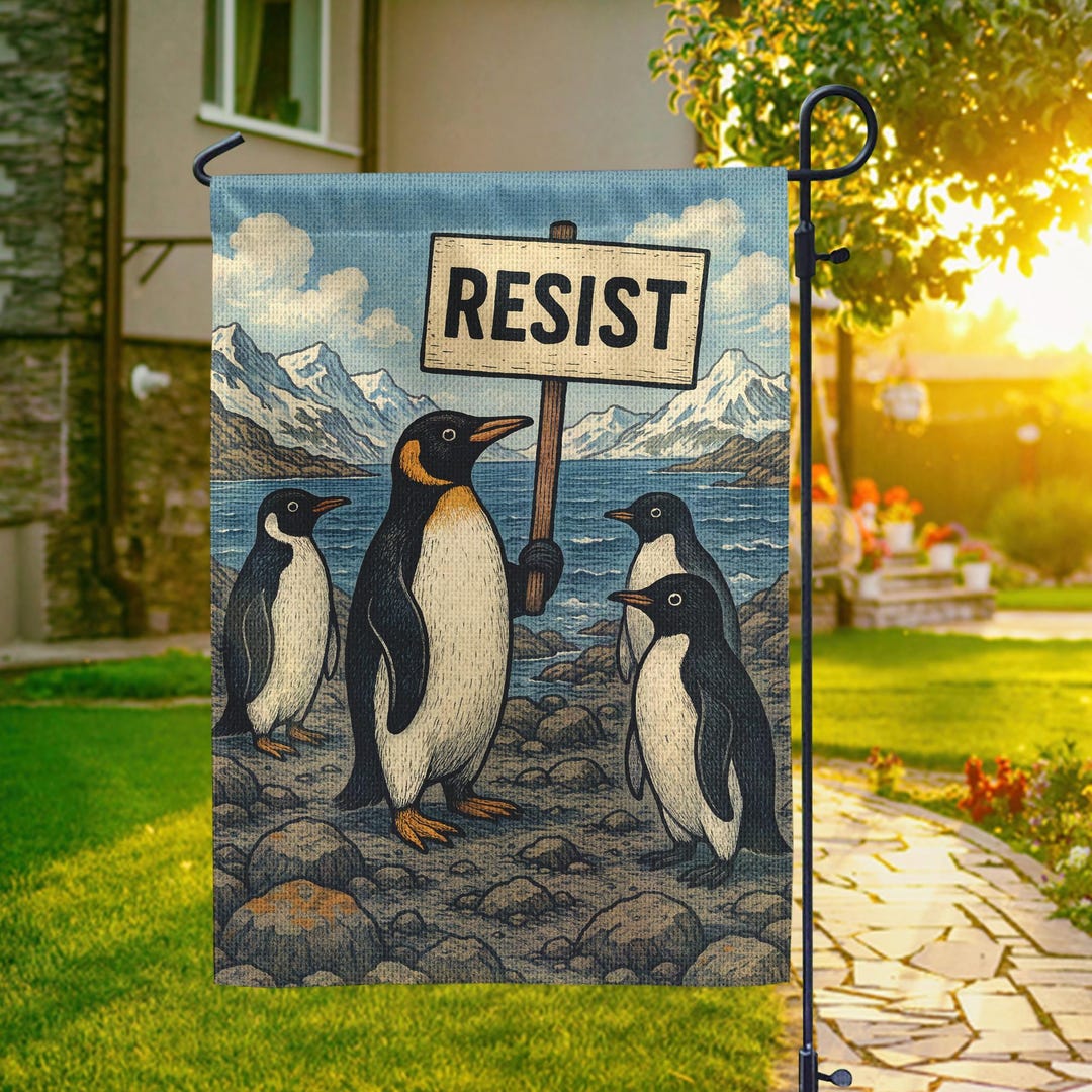 Resist Flippers up Penguins Garden Flag, FDT Flag Resistance Protest ...