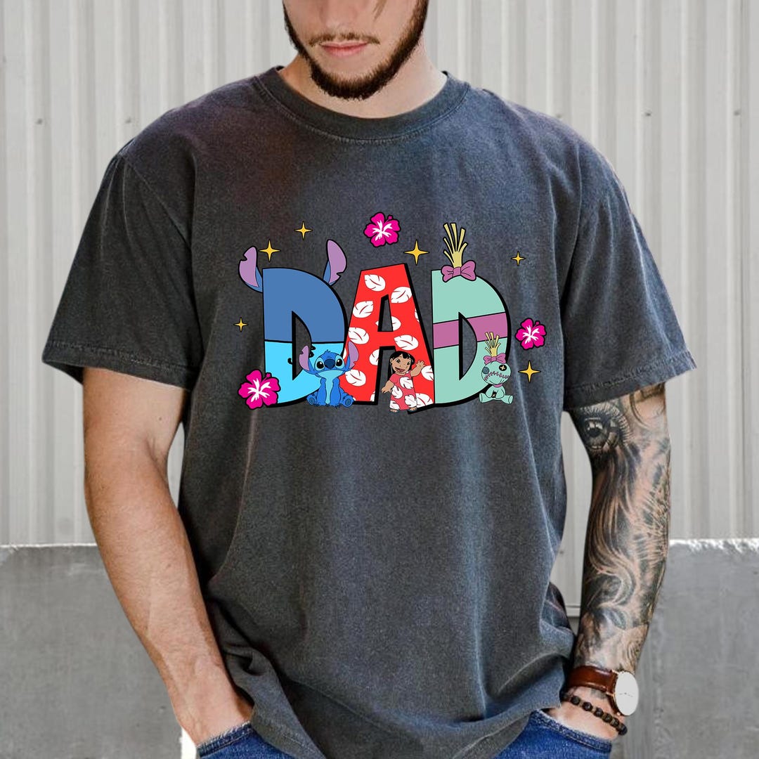 Personalized Disney Stitch and Lilo Dad Shirt, Custom Name Dada Stich ...