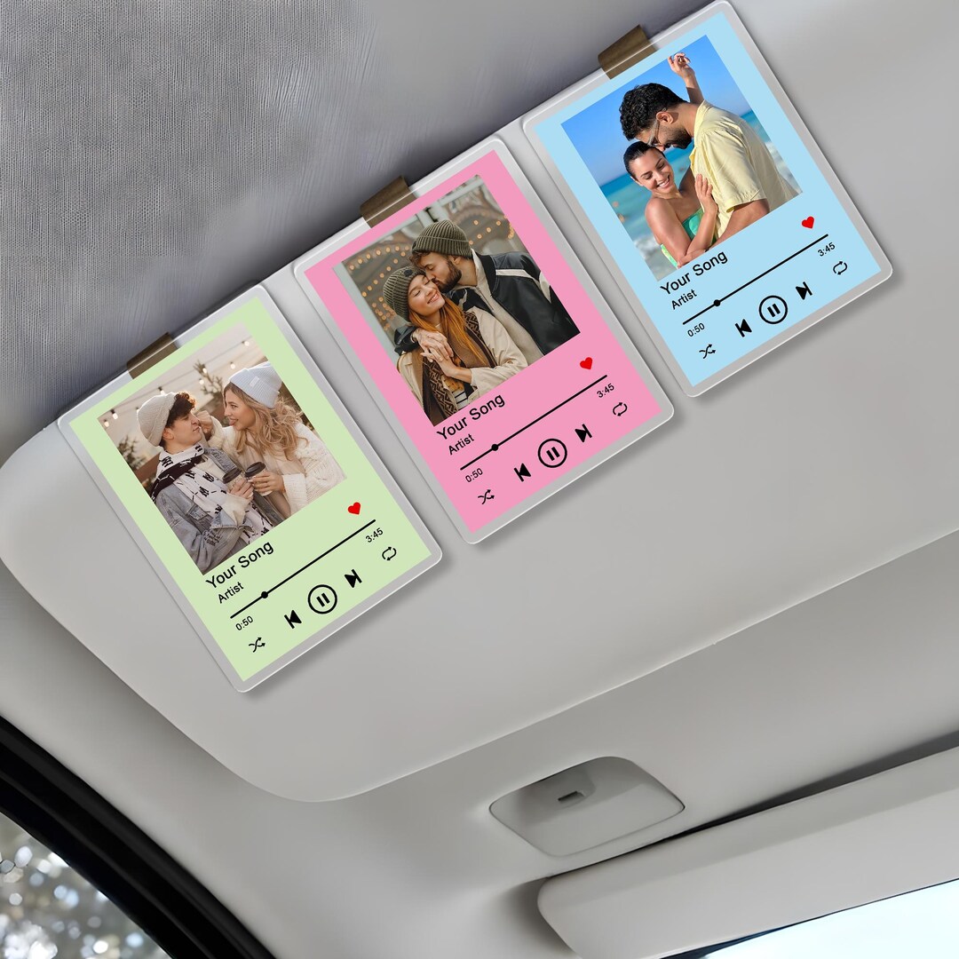 Custom Couple Photo Car Visor Clip, Music Frame Car Visor Clip ...