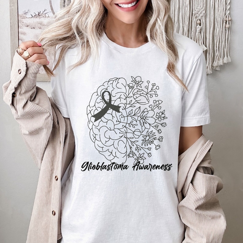Glioblastoma Awareness Month Shirt, Brain Cancer Month, Gray Ribbon ...