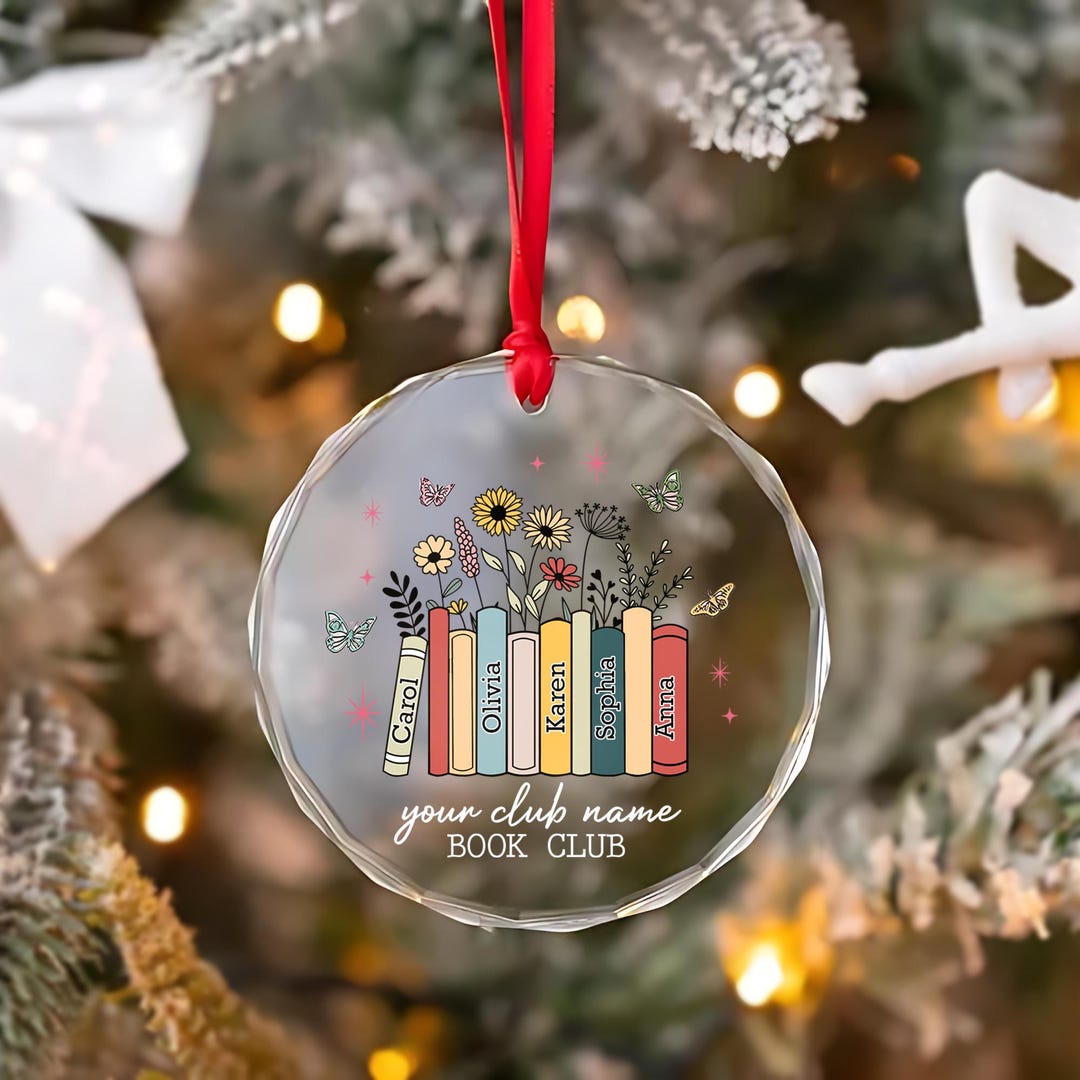 Personalized Reading Club Christmas Glass Ornament, Custom Name Reading ...