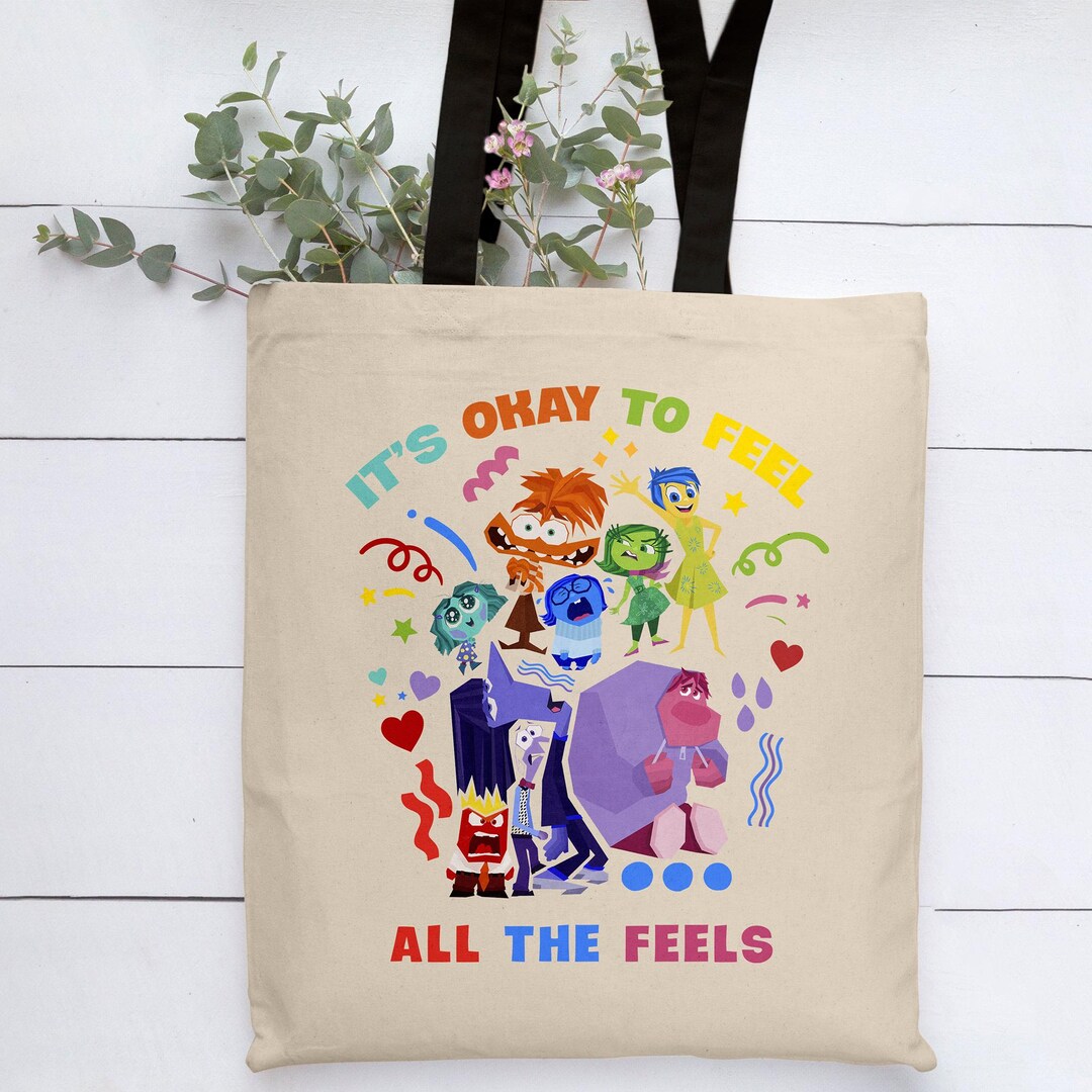 It's Okay to Feel All the Feel Inside Out Canvas Tote Bag, Emotion ...