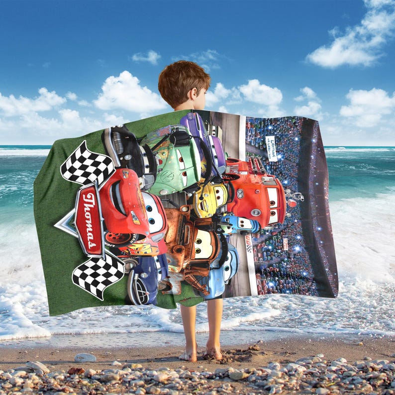 Personalized Name Wdw Cars Beach Towels, Lightning Mcqueen Tow Mater ...