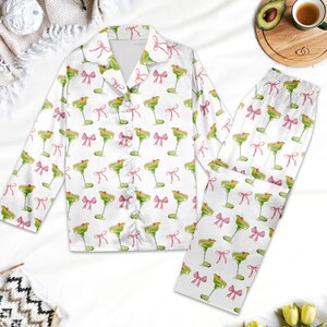 Margarita Pajamas, Cocktail Pajamas, Bridesmaid Pajamas, Pink Bow ...