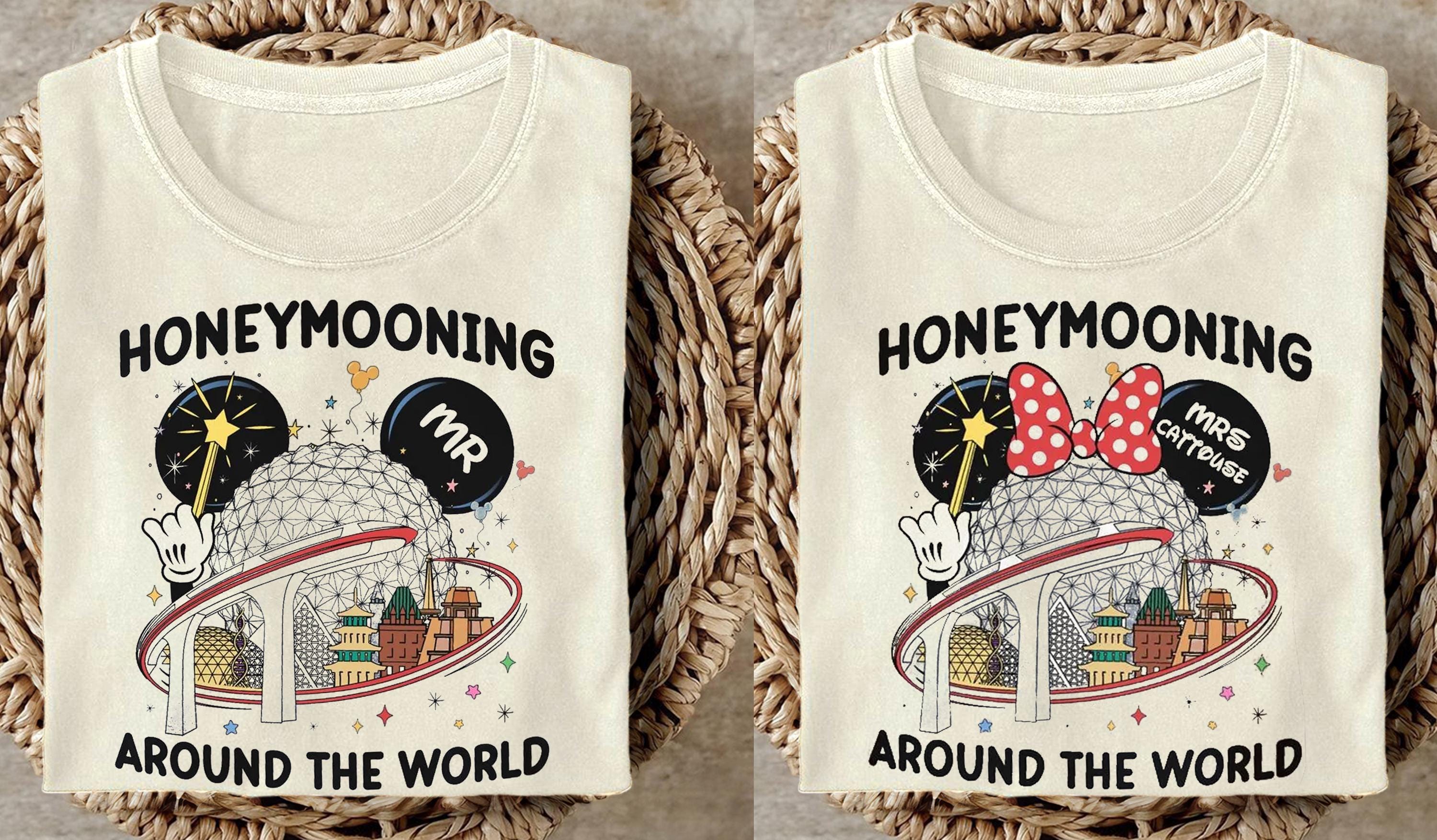 Custom Disneyland Epcot Comfort T-shirt, Honeymooning Around the World ...