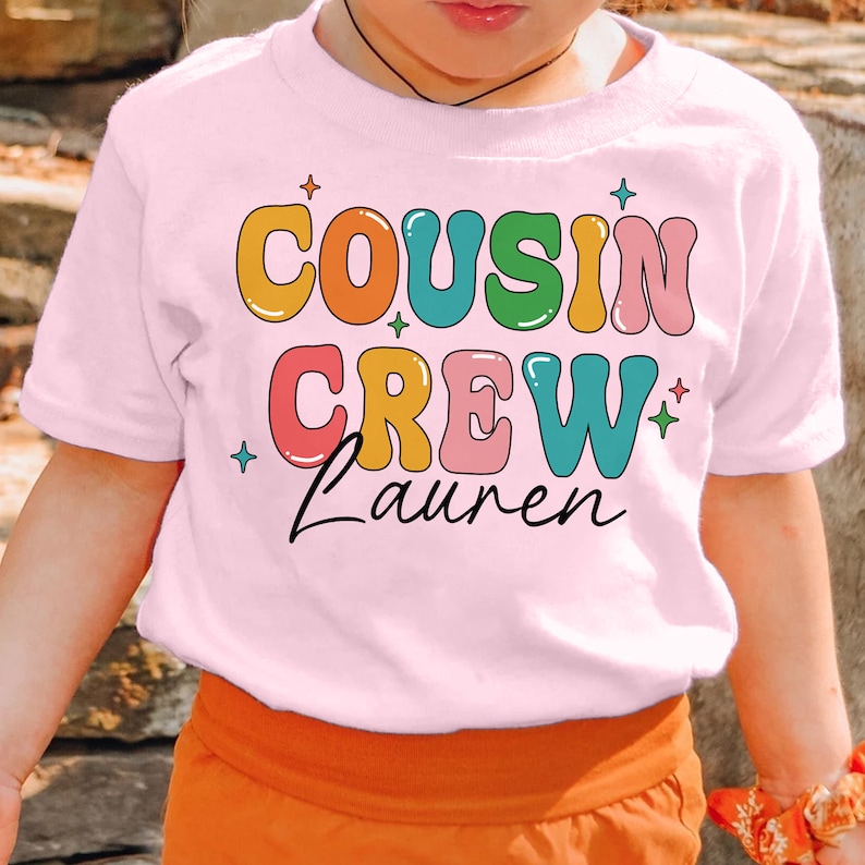 Personalized Colorful Cousin Crew Shirts for Kids, Custom Cute Cousin ...