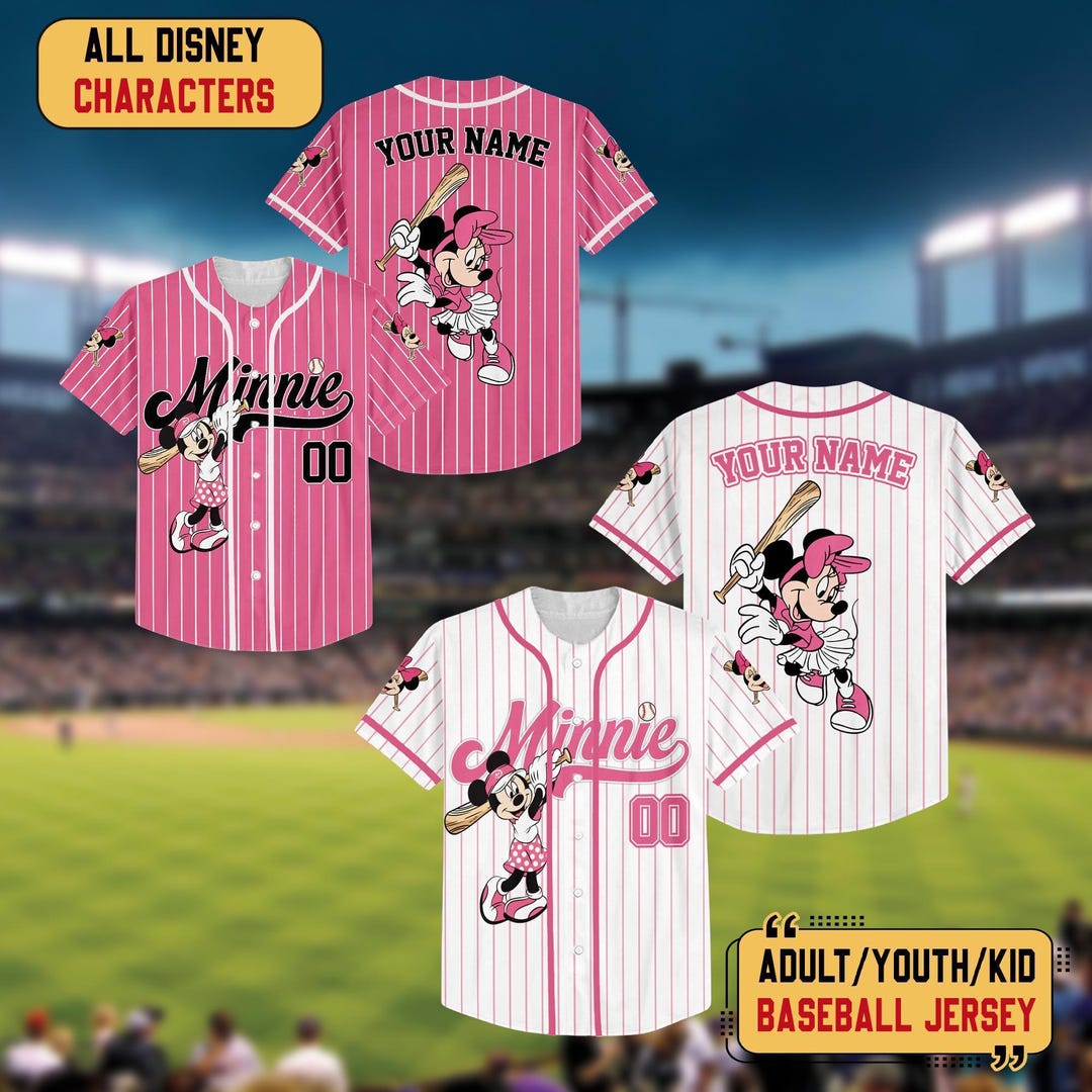 Custom Disney Mickey and Friends Cute Minnie Pink Baseball, Minnie ...